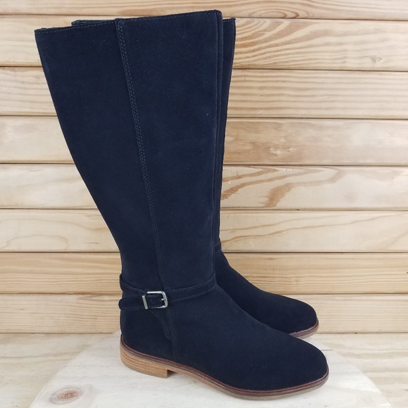 Clarks | Shoes | Clarks Womens 9 Black Suede Boho Western Biker Knee ...